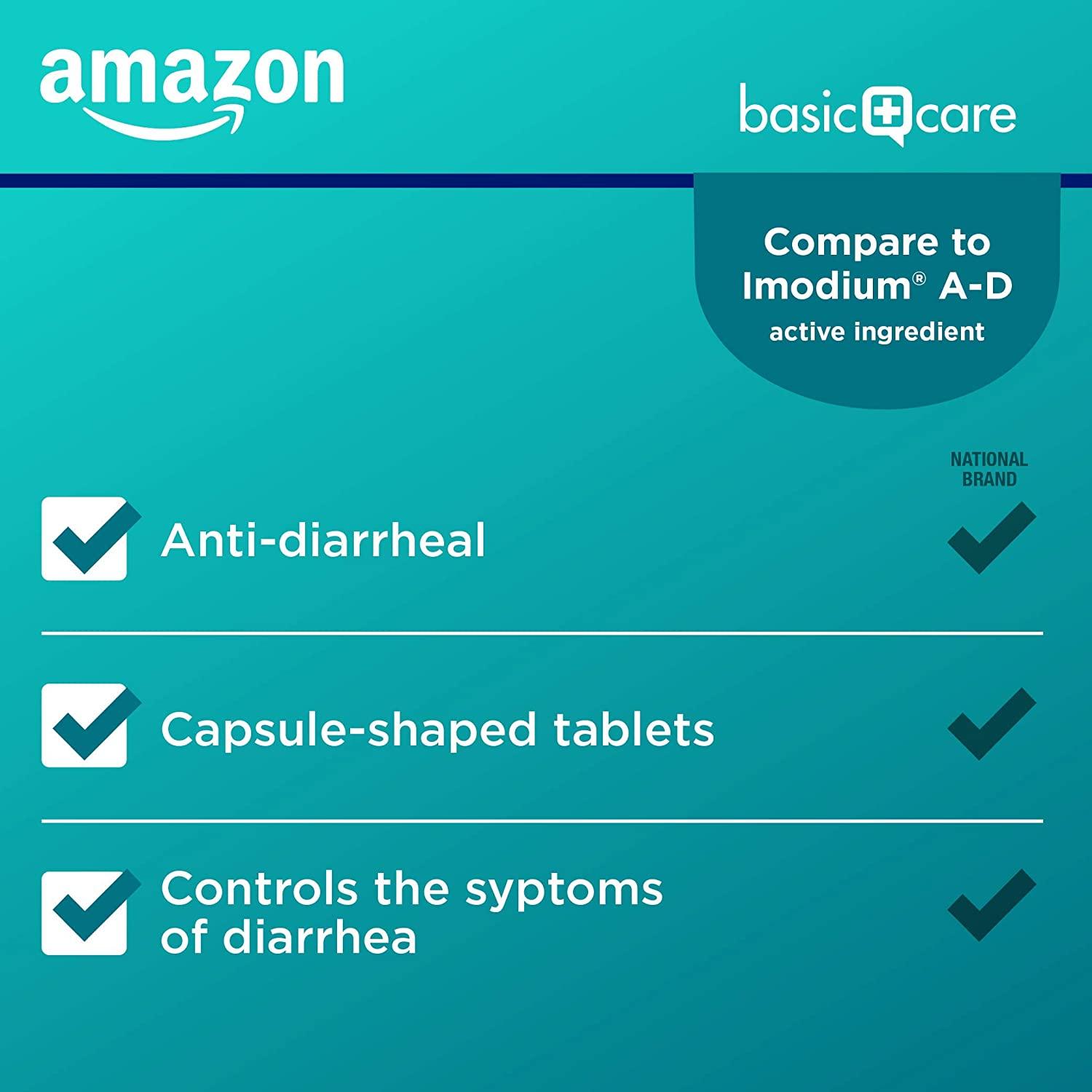 Amazon Basic Care Loperamide Hydrochloride Tablets 2 mg - 24 Count Anti ...
