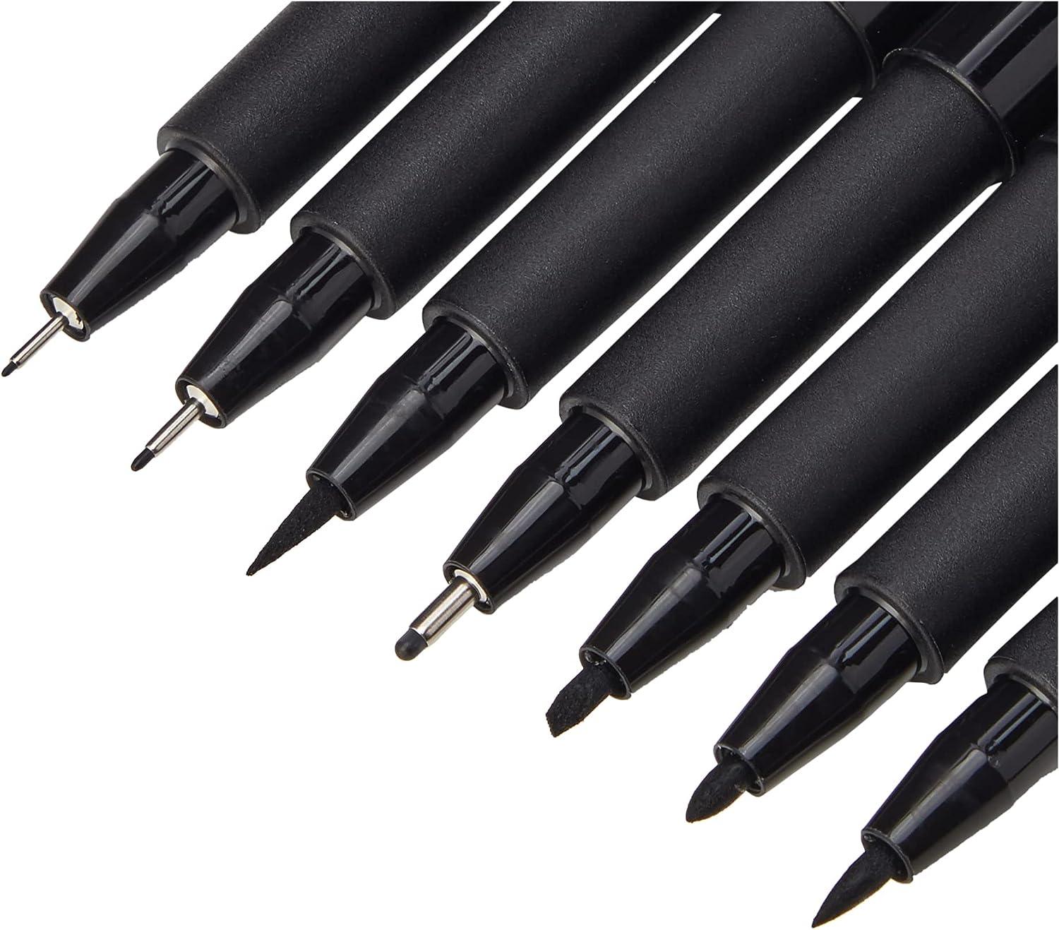 Faber-Castell Pitt Artist Pen Set - 8 Assorted Sizes, Black 8 Count ...
