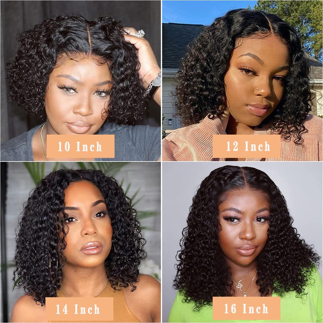 12 Inch Curly Bob Wig | Human Hair Lace Front Wig for Black Women | 180 ...