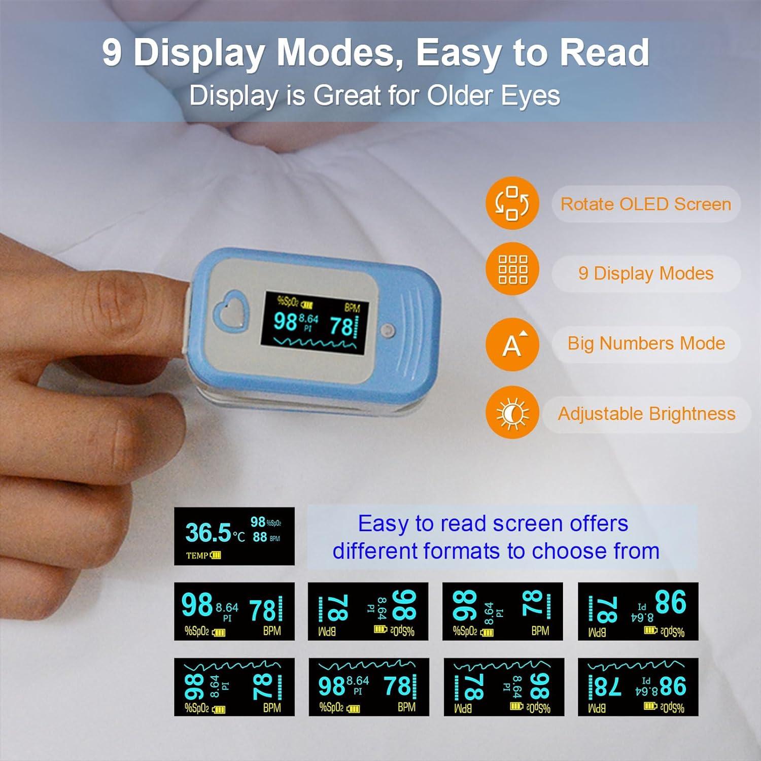 MedLinket AM801 Pulse Oximeter - SpO2 Monitor for Adults with Auditory ...