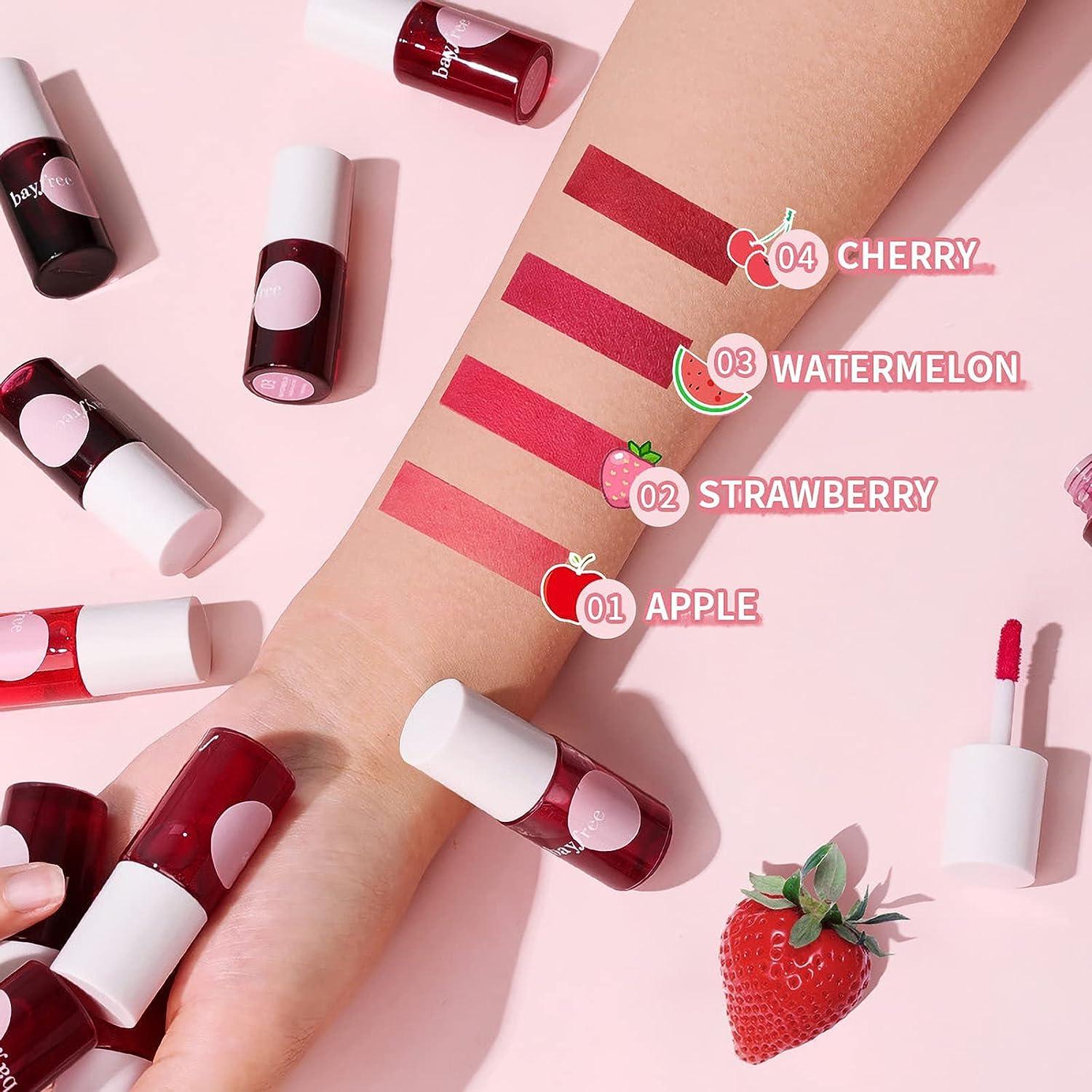4 Colors Lip Tint Stain Set - Long Lasting Korean Lip & Cheek Tint ...