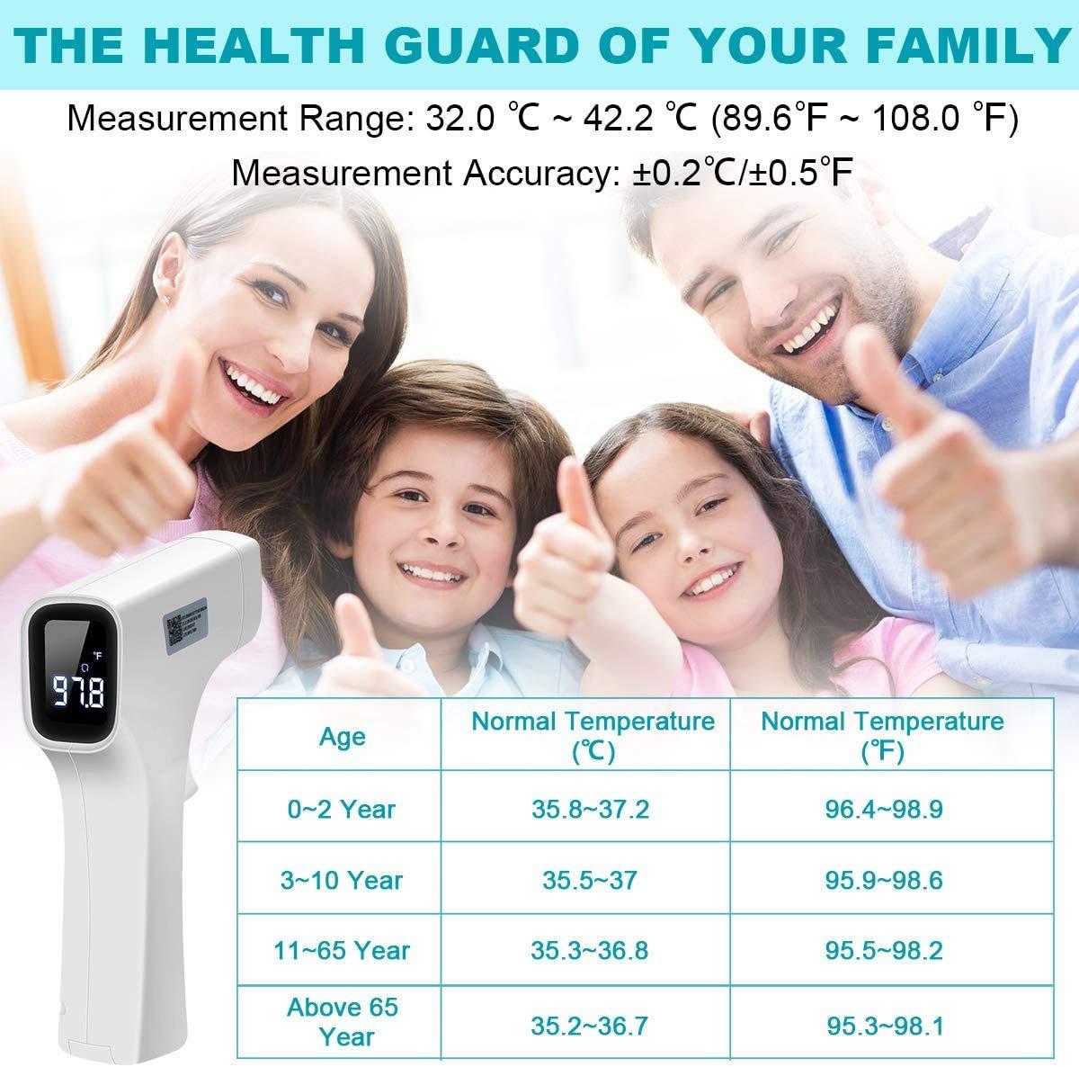 Touchless Infrared Forehead Thermometer for Adults & Kids | Instant 1s ...