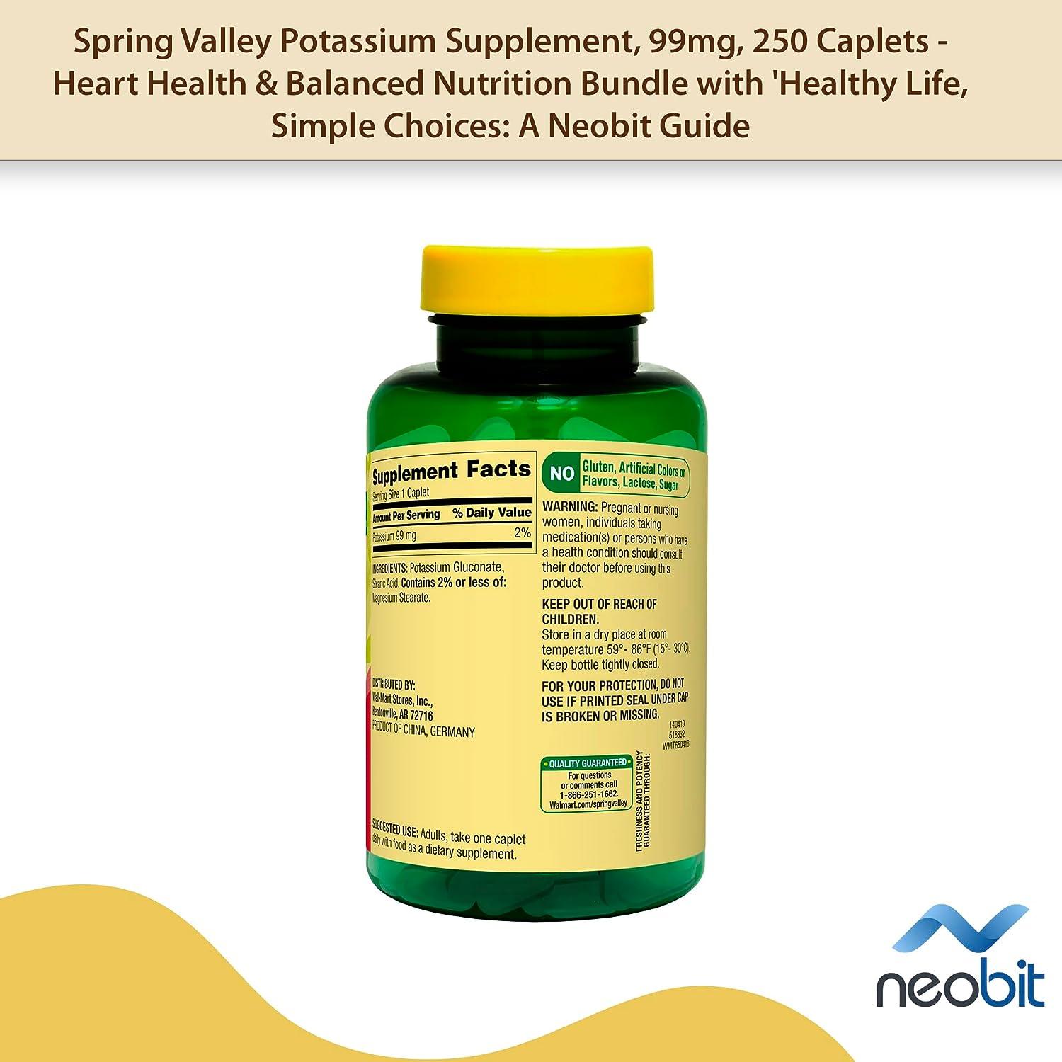 Spring Valley Potassium Gluconate 99mg Dietary Supplement - Heart ...