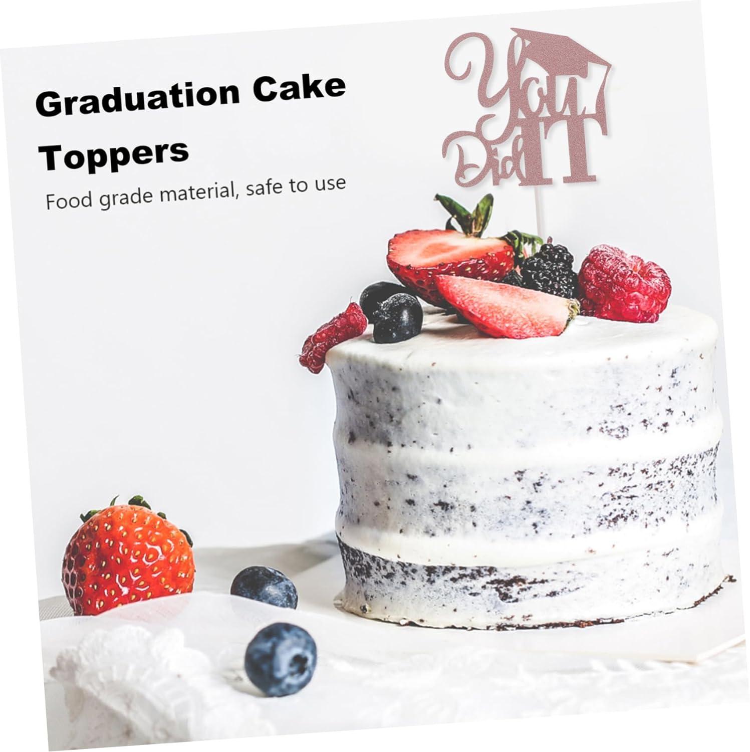 COLLBATH 10pcs 2021 top hat Insert card paper cup dessert paper glitter ...