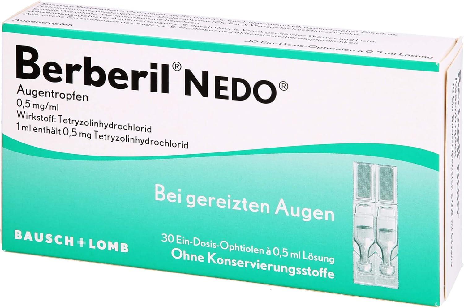 Buy Berberil N EDO Eye Drops for Irritated Eyes - 30 Single Dose ...