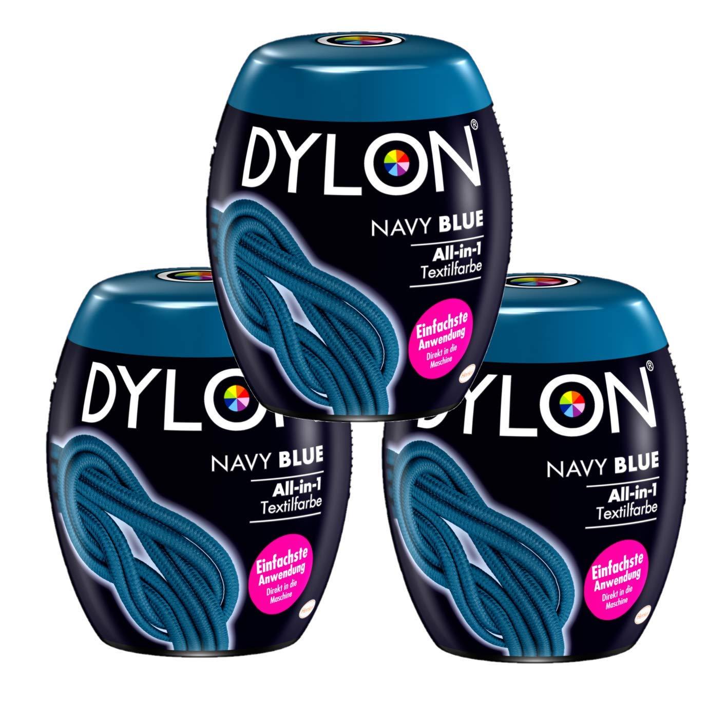 Dylon Navy Blue All-in-1 Fabric Dye for Fresh and Intense Colours 3 x ...