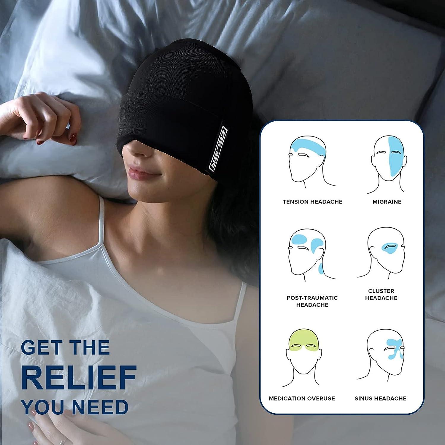 ZELIER Migraine Relief Cap - Double Layered Head Gel Ice Hat for ...