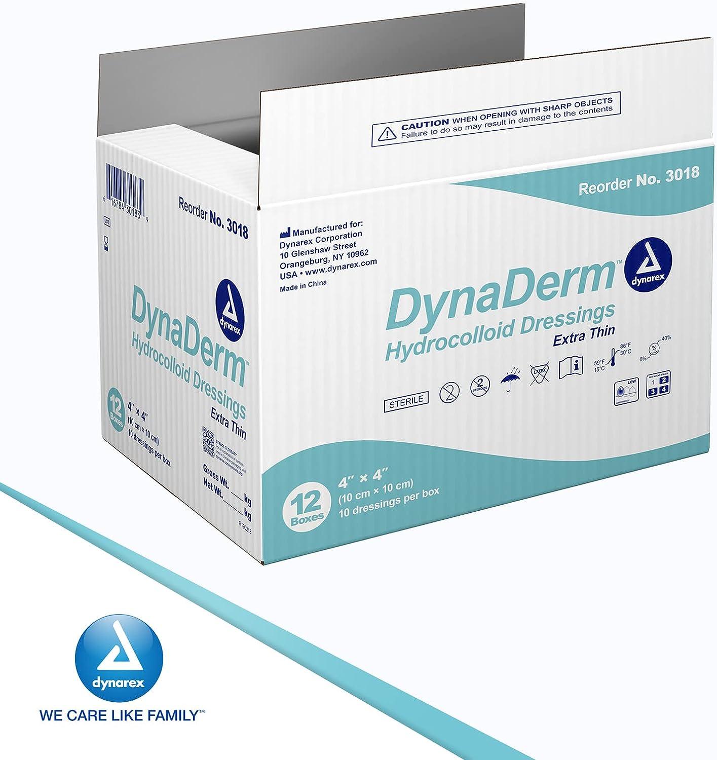 Dynarex-3018 Hydrocolloid Dressing 4x4 Extra Thin - Pack of 12/10/Cs ...