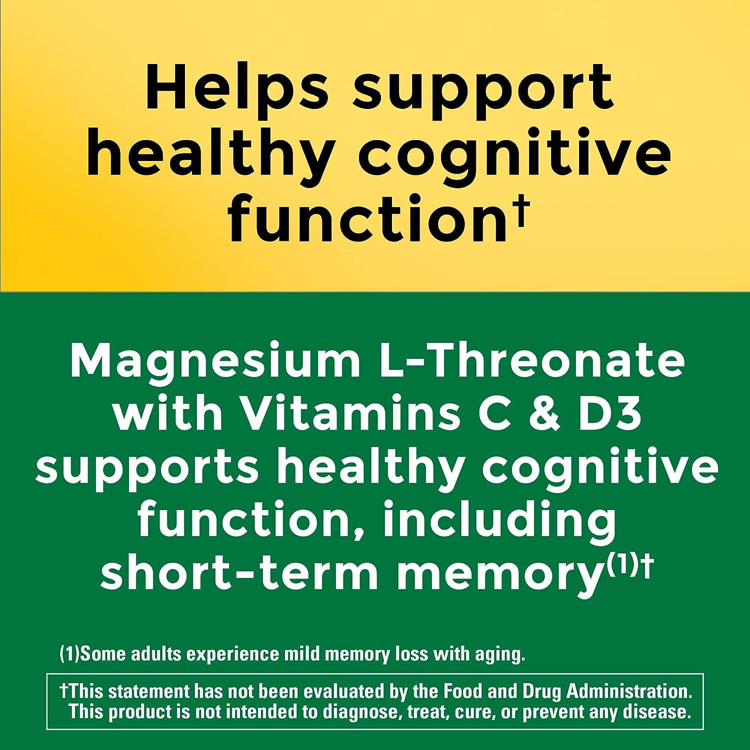 Nature Made Magnesium L-Threonate with Vitamin C & D3 | Cognitive ...