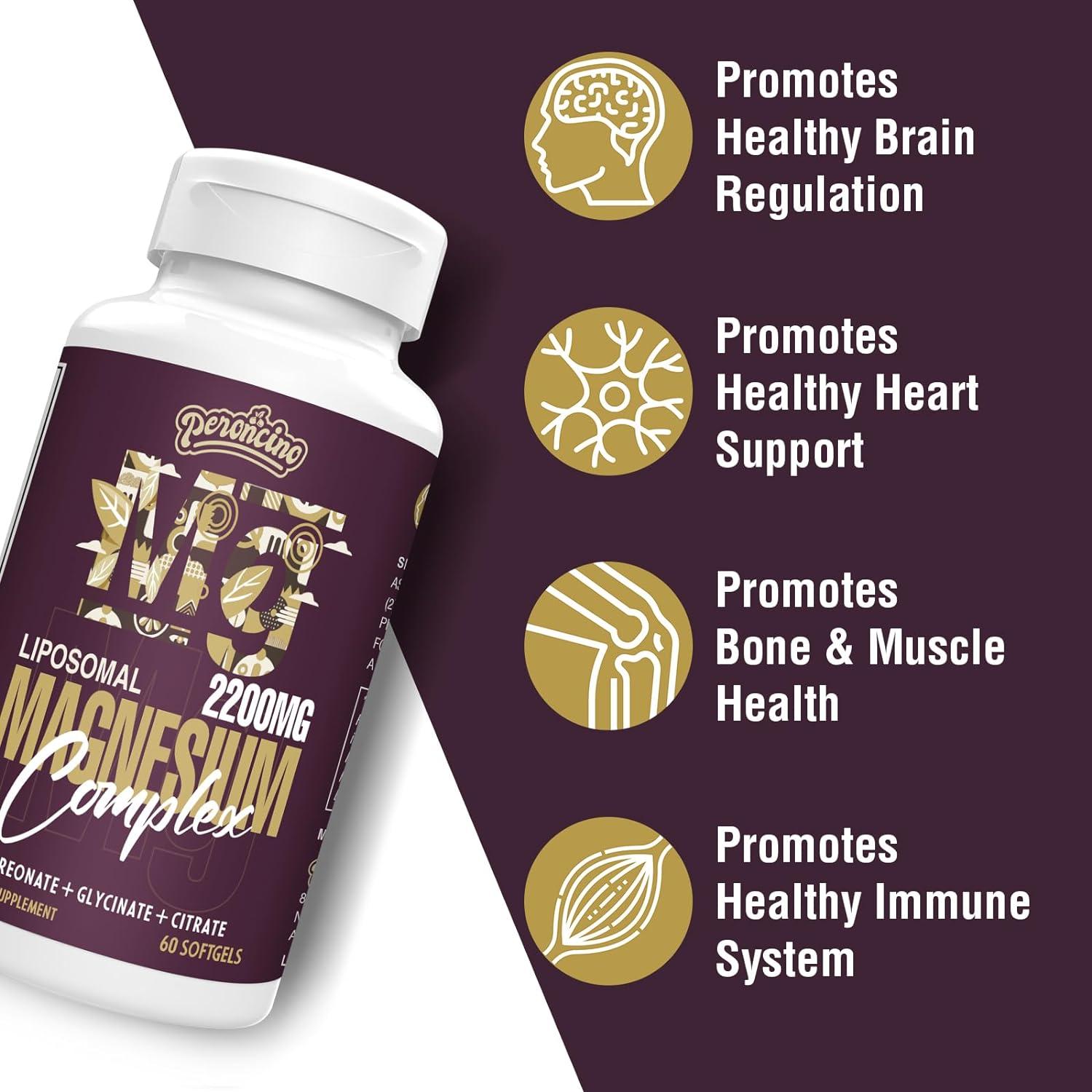 Liposomal Magnesium Complex 2200MG Softgels | Threonate, Glycinate ...