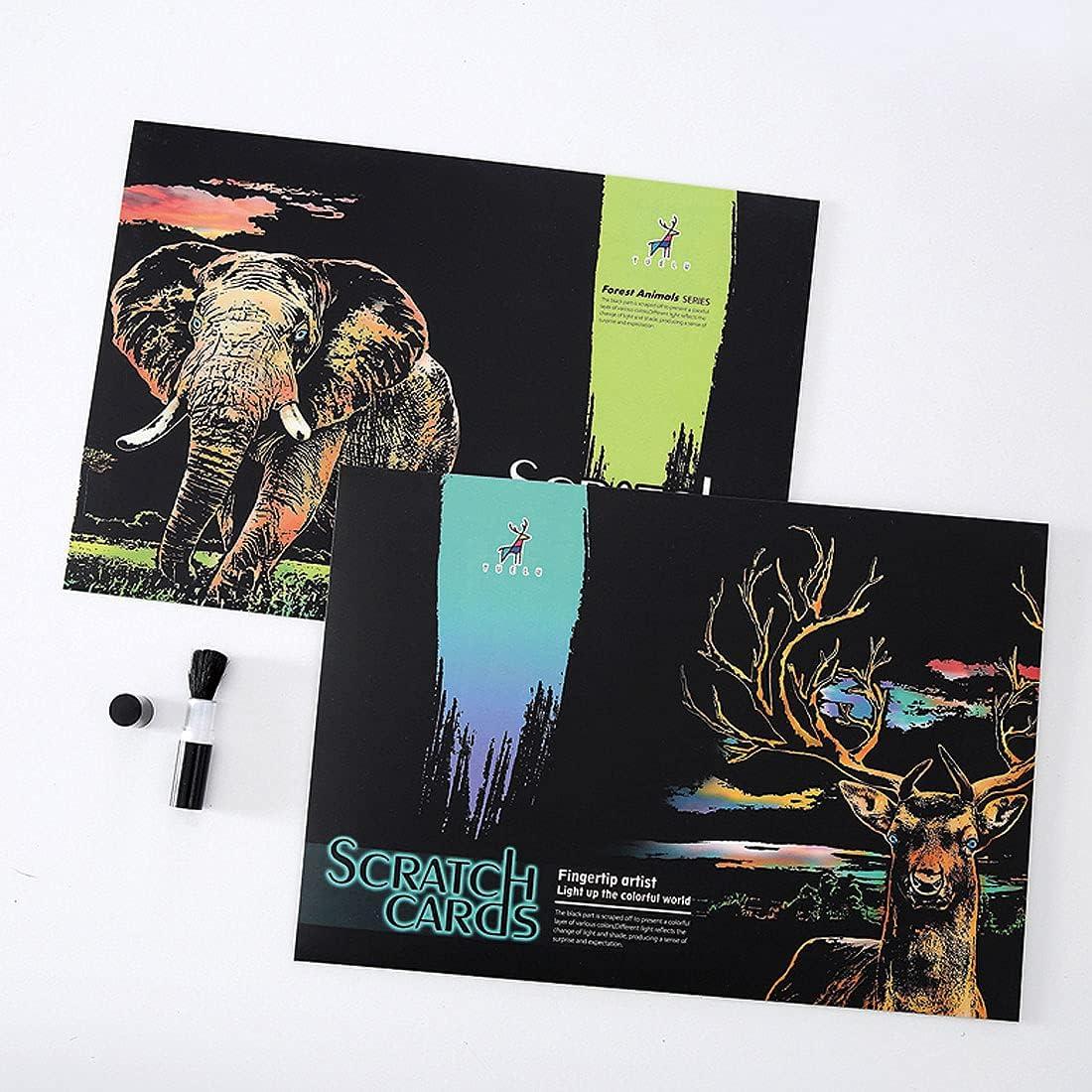 Animal Scratch Art Rainbow Painting Paper Kit - Creative Engraving ...