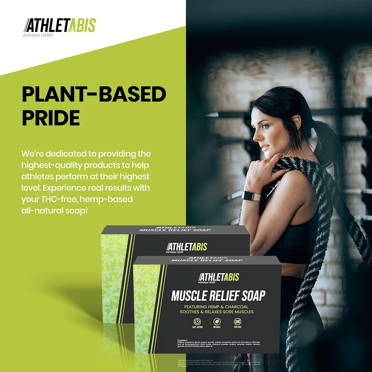 Athletabis Hemp Soap Bar for Muscle Relief - Charcoal & Hemp Seed Oil ...