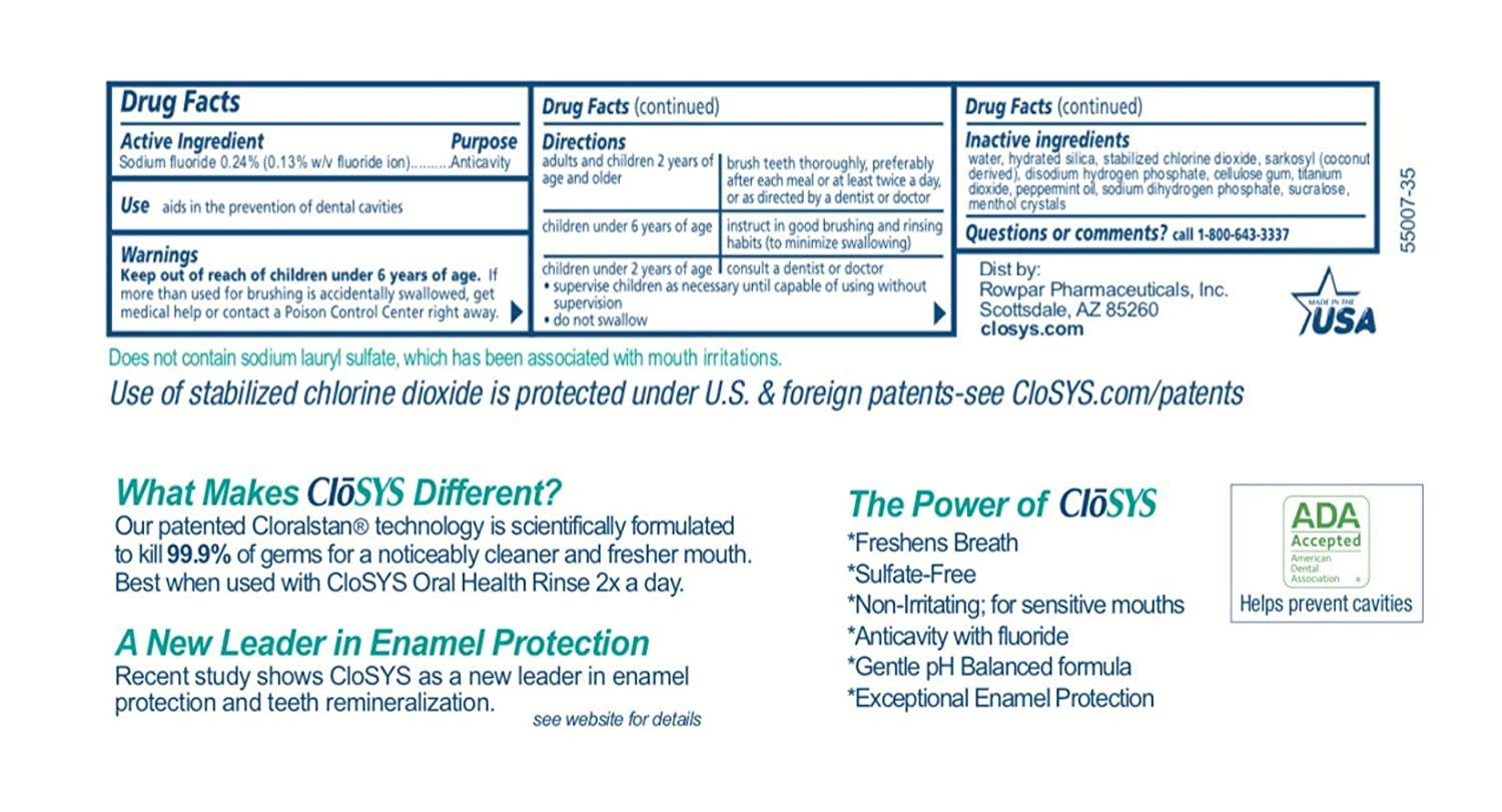 CloSYS Fluoride Toothpaste 7oz - Gentle Mint, Whitening, Enamel ...
