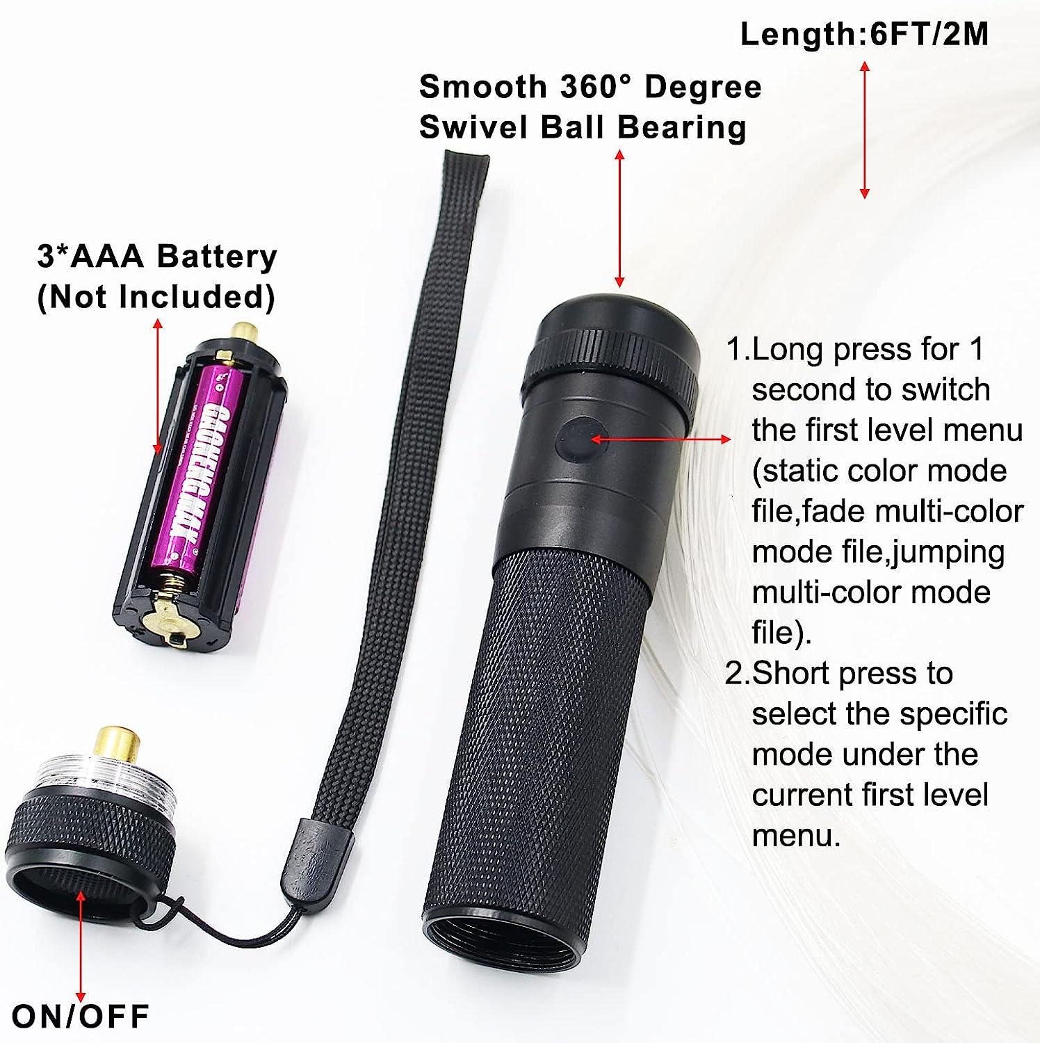 LED Fiber Optic Whip Super Bright Dance Whips 360Swivel Pixel Rave Whip ...