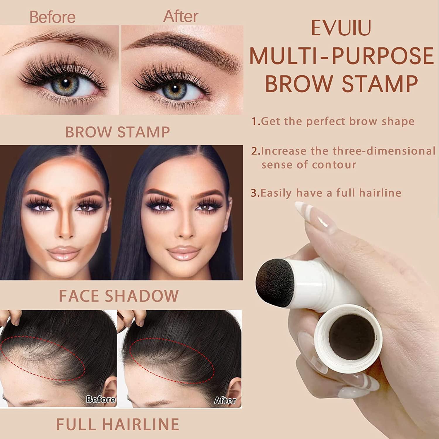 Waterproof Eyebrow Stamp Stencil Kit - Dark Brown Eyebrow Shaping ...