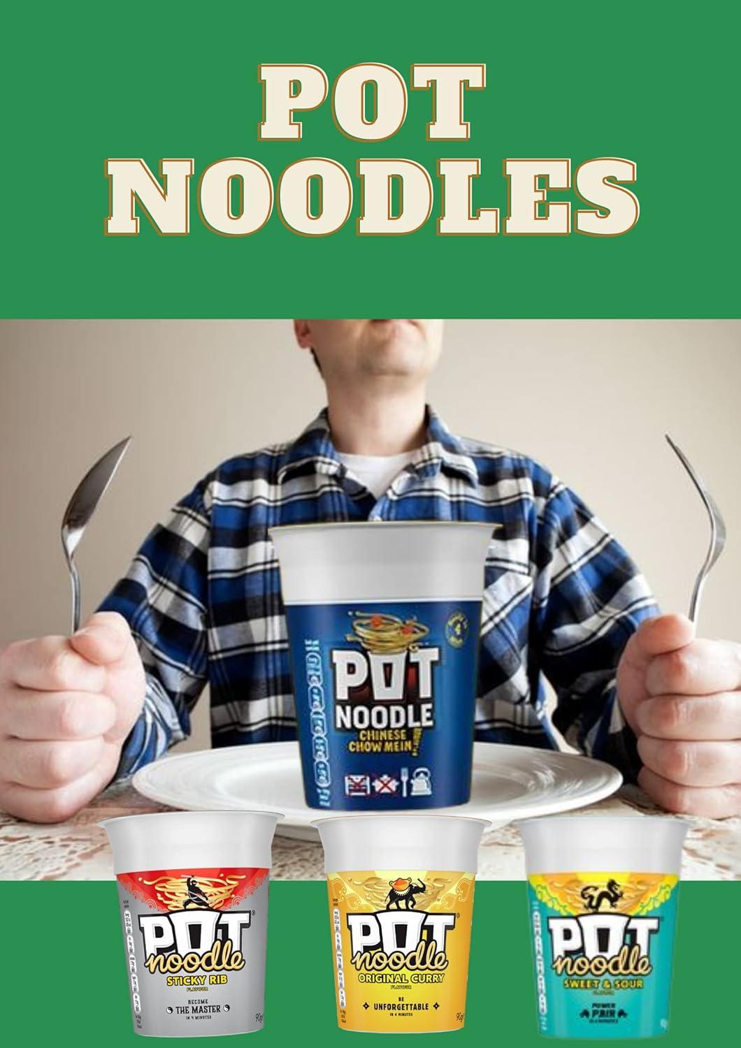 Pot Noodle 4 Variety Include Chow Mein Chinese Noodles Sticky Rib ...