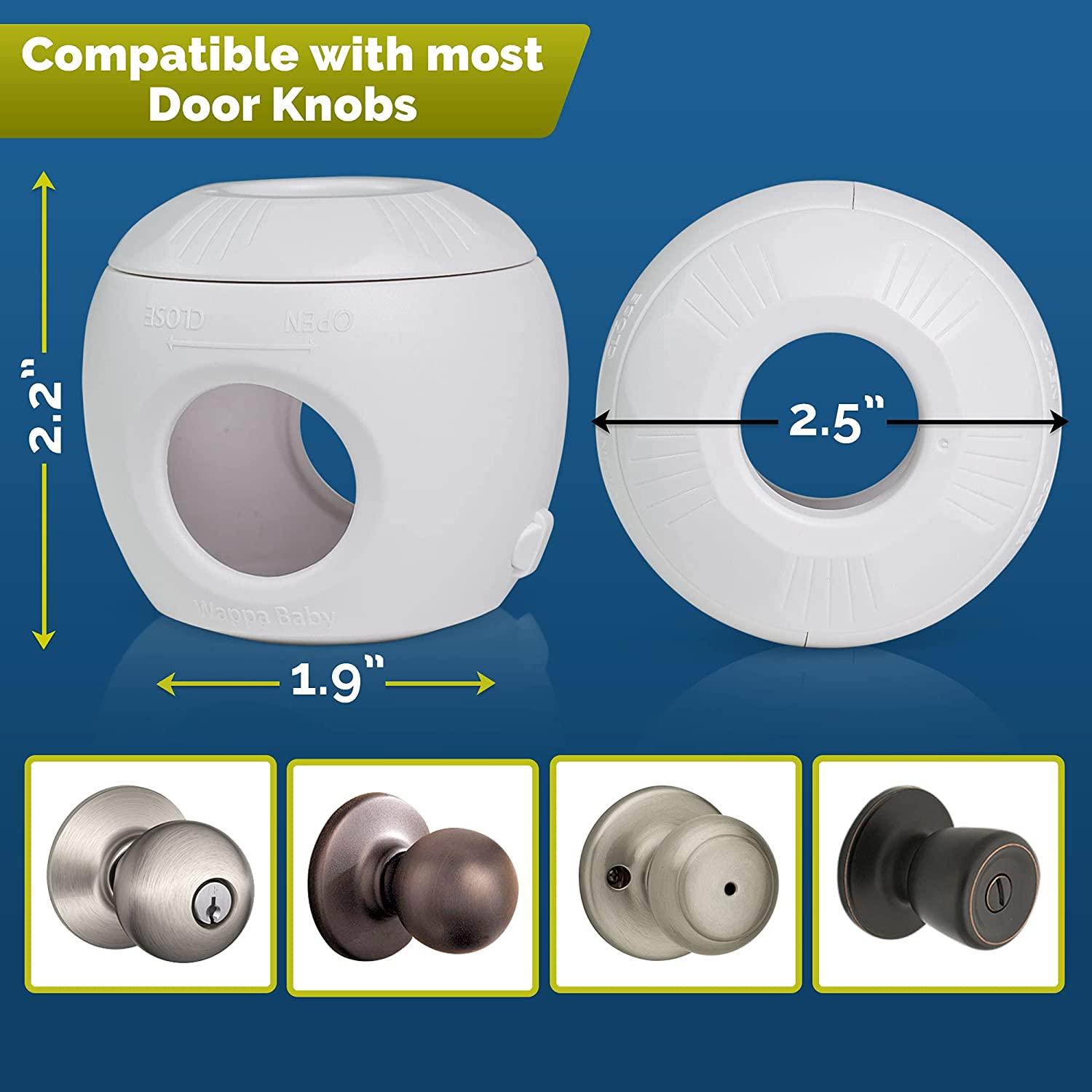 Child Safety Door Knob Cover (4 Pack) | Dual-Lock Handle Covers for ...