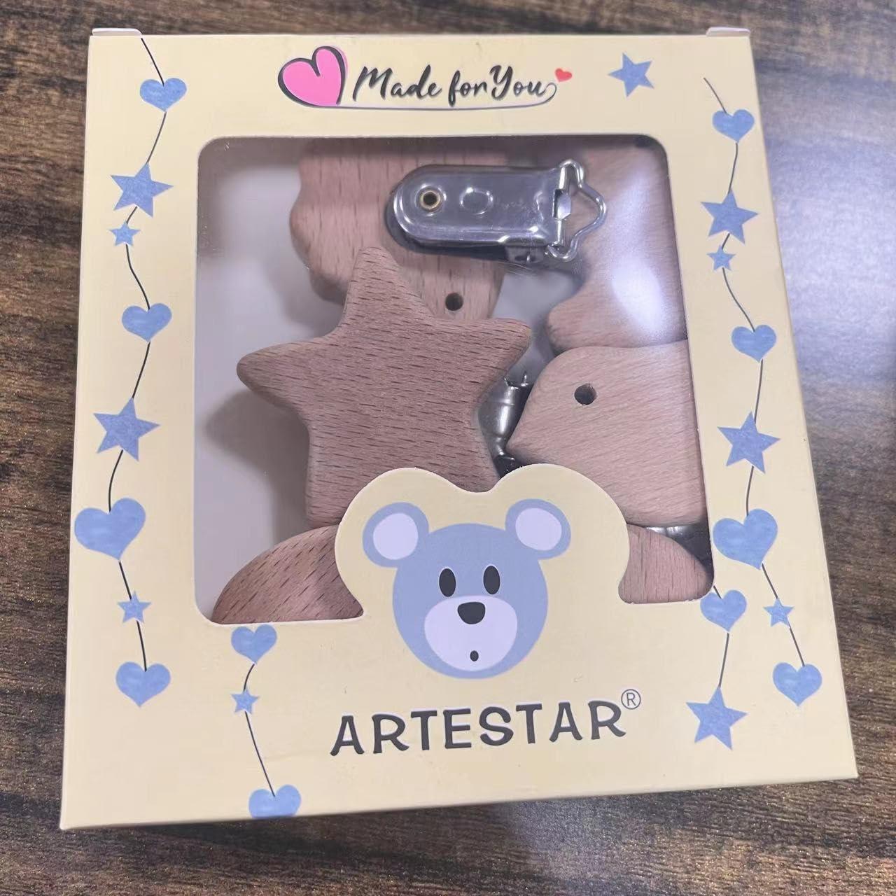 Artestar 6-Piece Wood Pacifier Clip Set - Chic Accessories for Pacifier ...