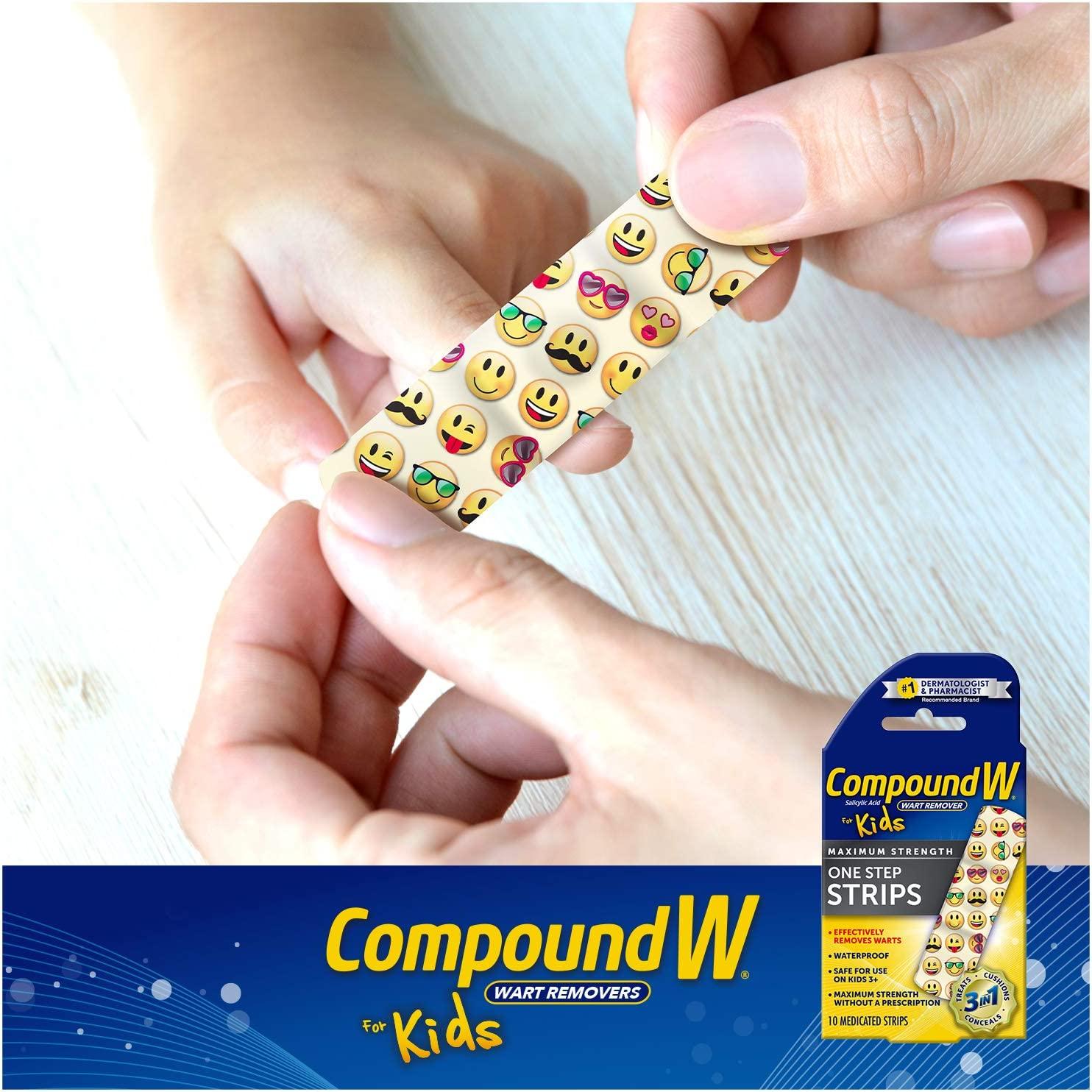Compound W Maximum Strength Wart Remover Strips for Kids (Ages 3+) - 10 ...