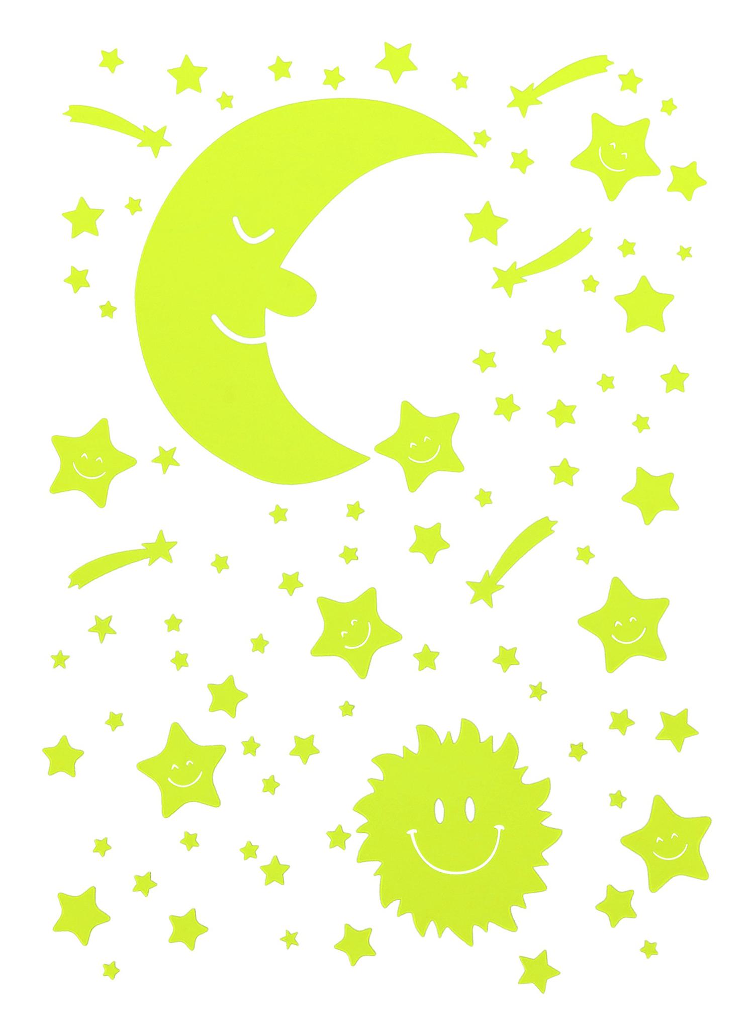 Luminous Stars Sky Moon Sun - Self-Adhesive Glow-in-the-Dark Decals for ...