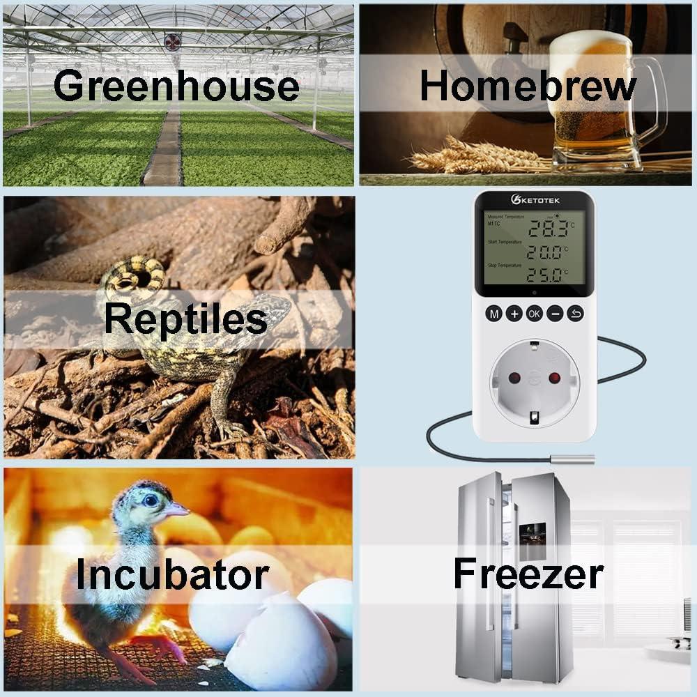 KetoTek 230V Digital Socket Thermostat with Day/Night Timer ...