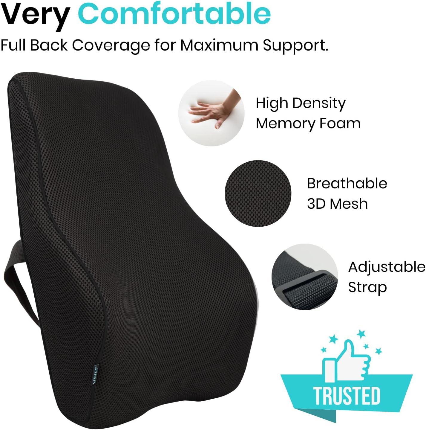 Vive Full Lumbar Pillow - Memory Foam Support Cushion for Back Pain ...