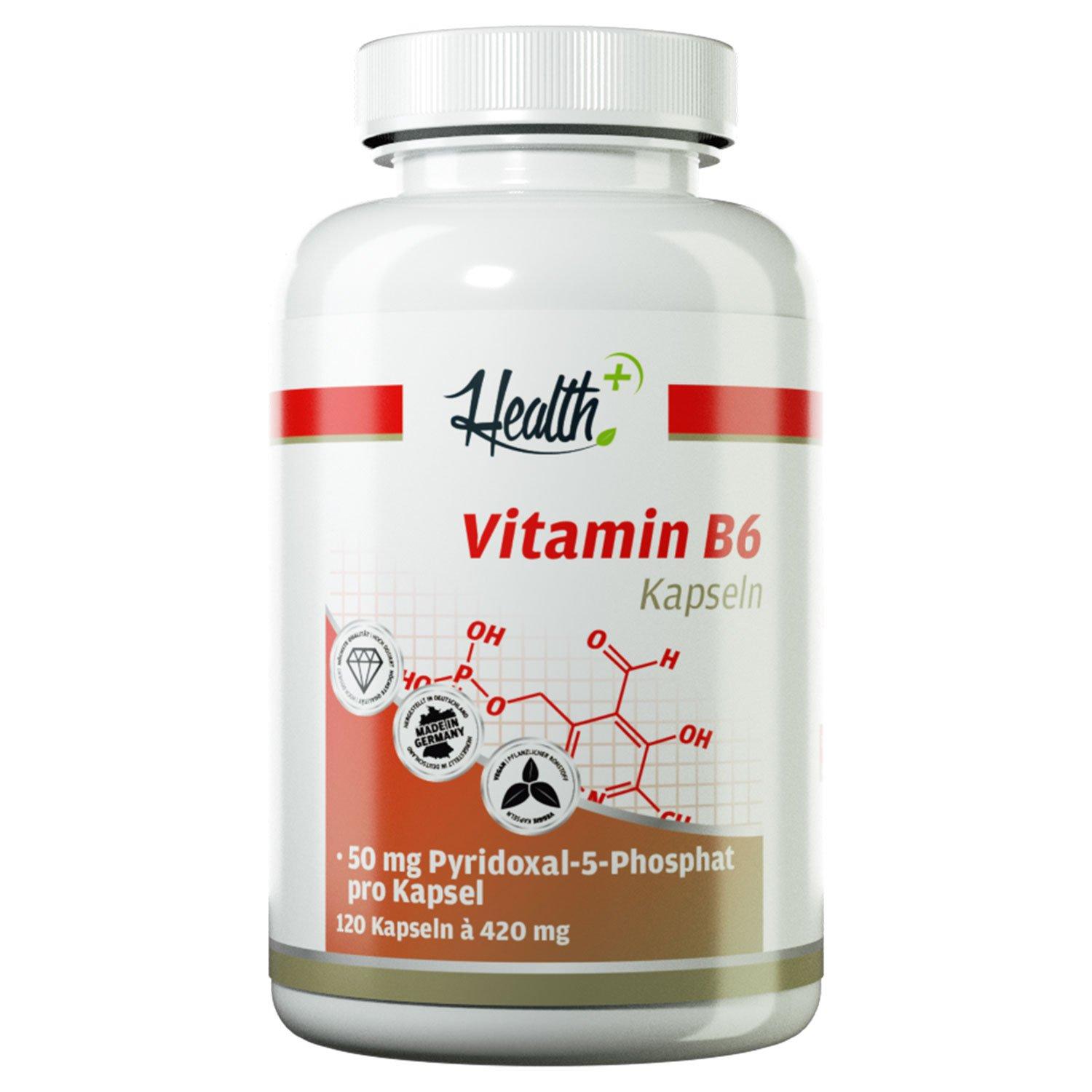 Health+ Vitamin B6 - 120 Capsules | 50mg P-5-P | Active B6 for Protein Metabolism & Hormone ...