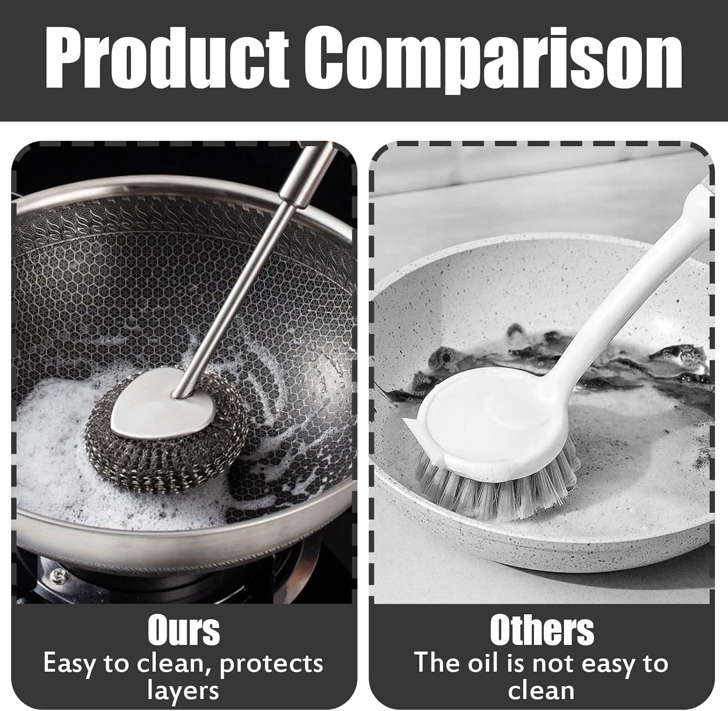 Stainless Steel Pot Cleaner Set - 3 Scrubbing Sponges & Steel Wool ...