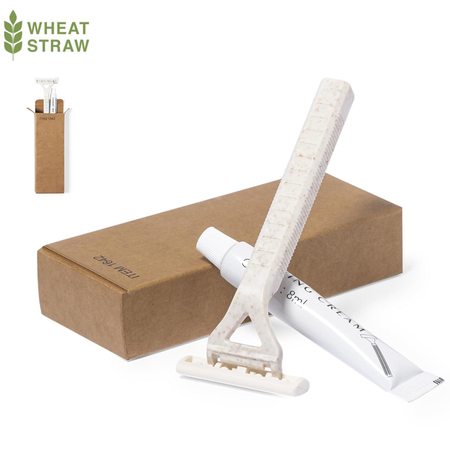 10-Piece Disposable Razor Set - Eco-Friendly Wheat Straw with Shaving ...