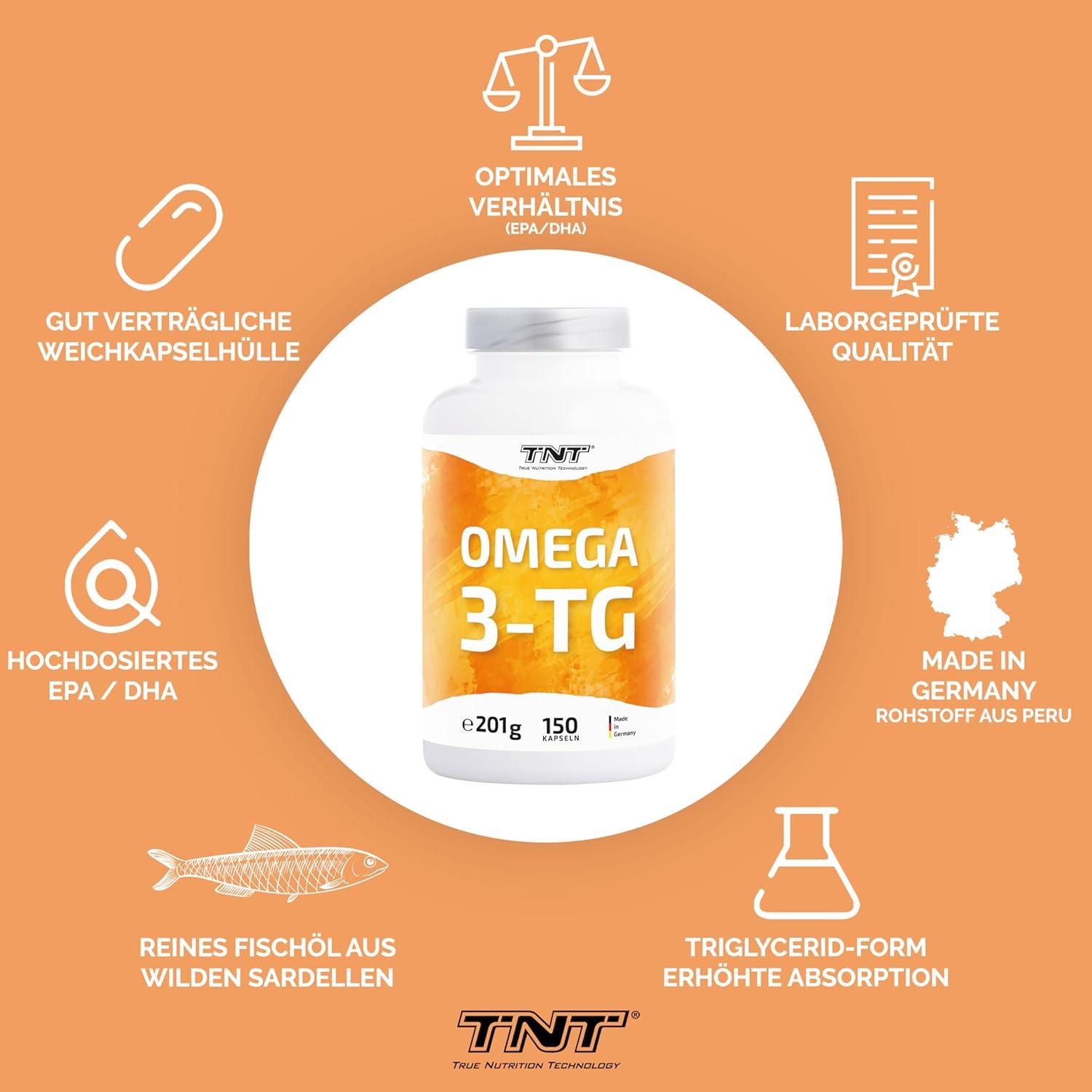 TNT Omega 3 - 150 Capsules | 2760mg Fish Oil with EPA & DHA | High ...