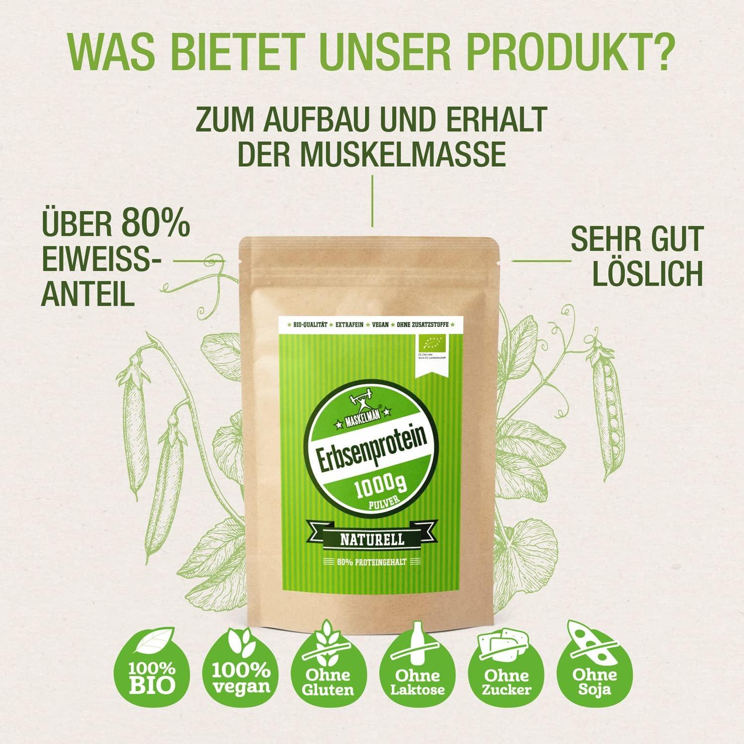 Organic Pea Protein Powder 1kg - Vegan Protein with 84% Protein ...