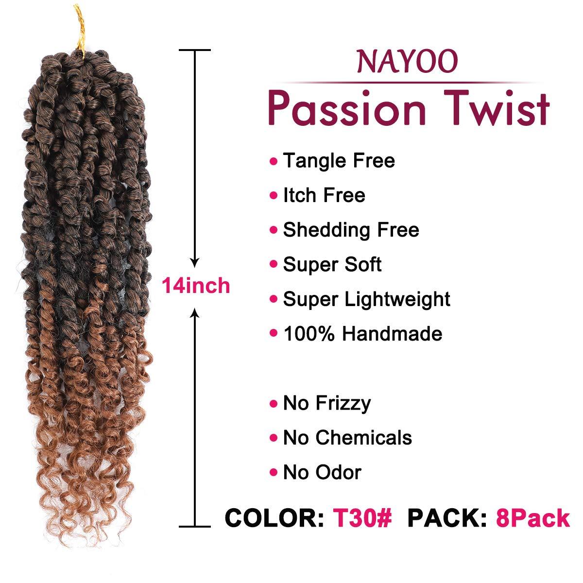 Passion Twist Hair - 14 Inch 8 Packs Crochet Pretwisted Curly Hair for ...