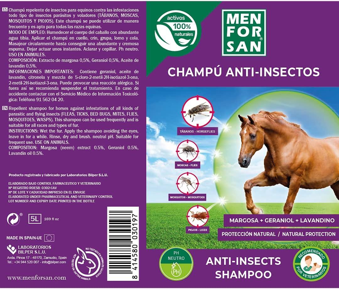 MENFORSAN Flea Shampoo for Horses 5L with Margosa Geraniol and Lavandin ...