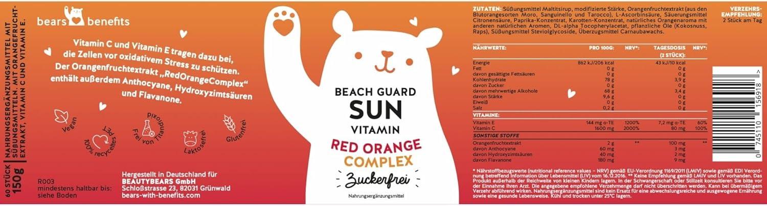 Bears with Benefits Red Orange Complex Gummy - High Vitamin C & E ...