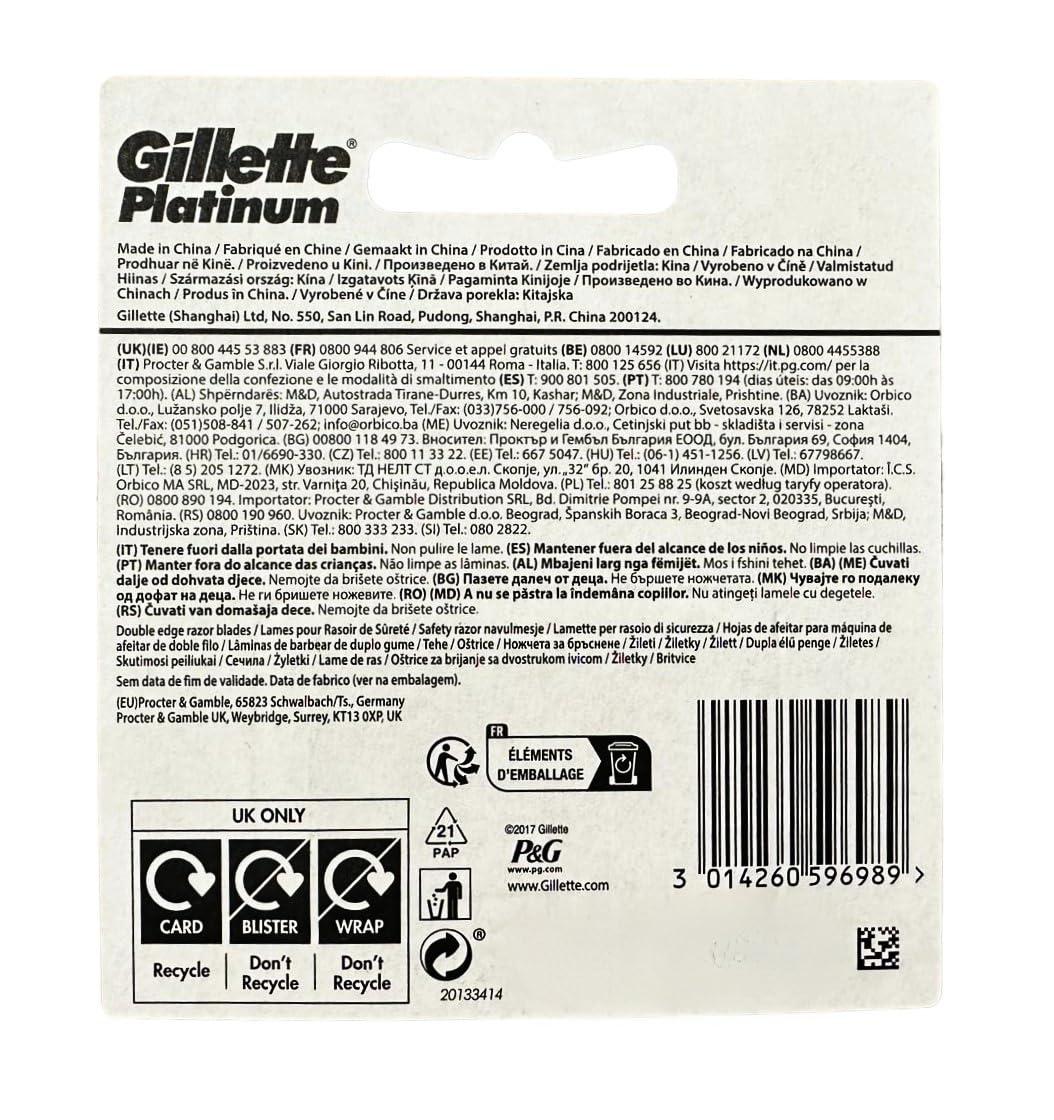 Buy 50 Gillette Platinum Premium Razor Blades - International Shipping ...