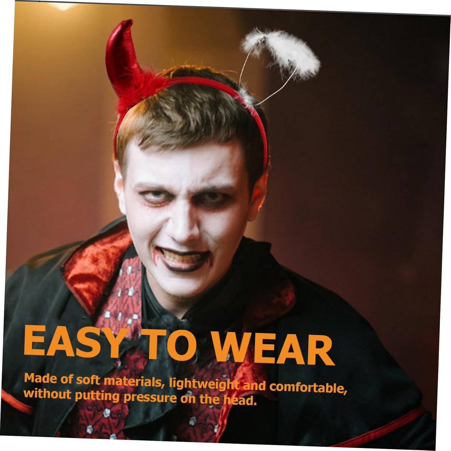 minkissy Devil's Horn Headband Devil Ear Headbands Angel Costume ...