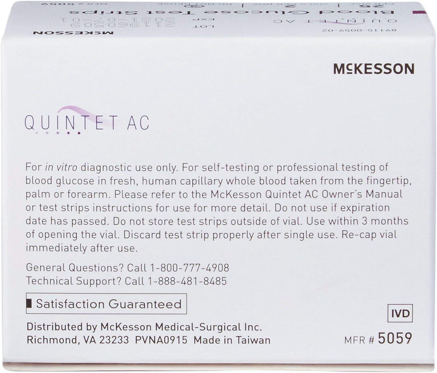 McKesson QUINTET AC Blood Glucose Test Strips - Auto Coding Noble ...