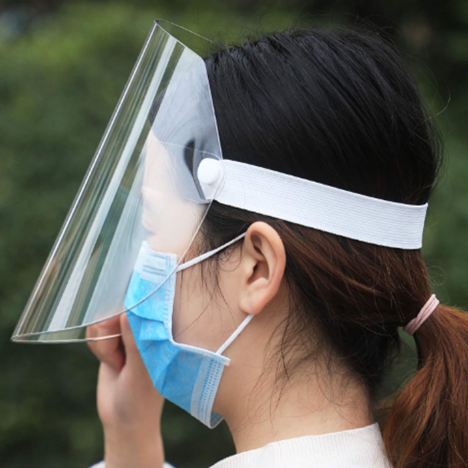 2Pcs Face Shield with Clear Protective Film and Elastic Band for Eye ...