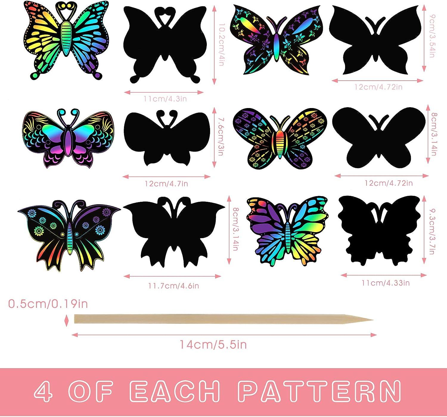 Lusofie 24 Pieces Butterfly Scratch Cards - Rainbow Spring Art Card ...