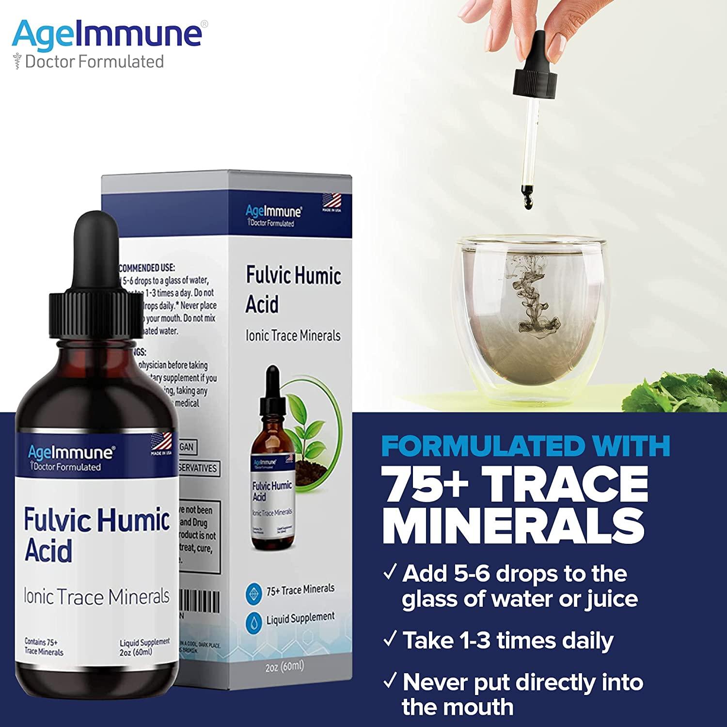 Fulvic Humic Acid Liquid Supplement - 75+ Trace Minerals for Energy ...