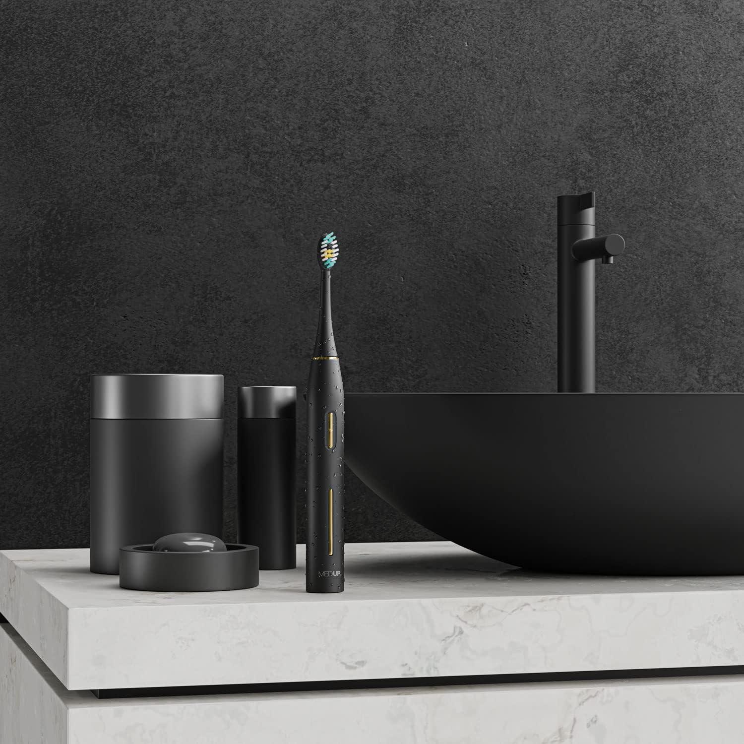 Sleek Black Sonic Electric Toothbrush for Adults | Smart Pressure ...