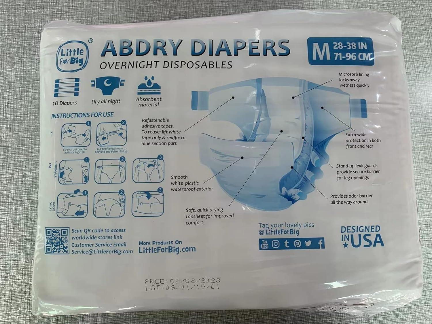 Shop LittleForBig Adult Diapers 10 Pack - ABDry White Medium (28-38 ...