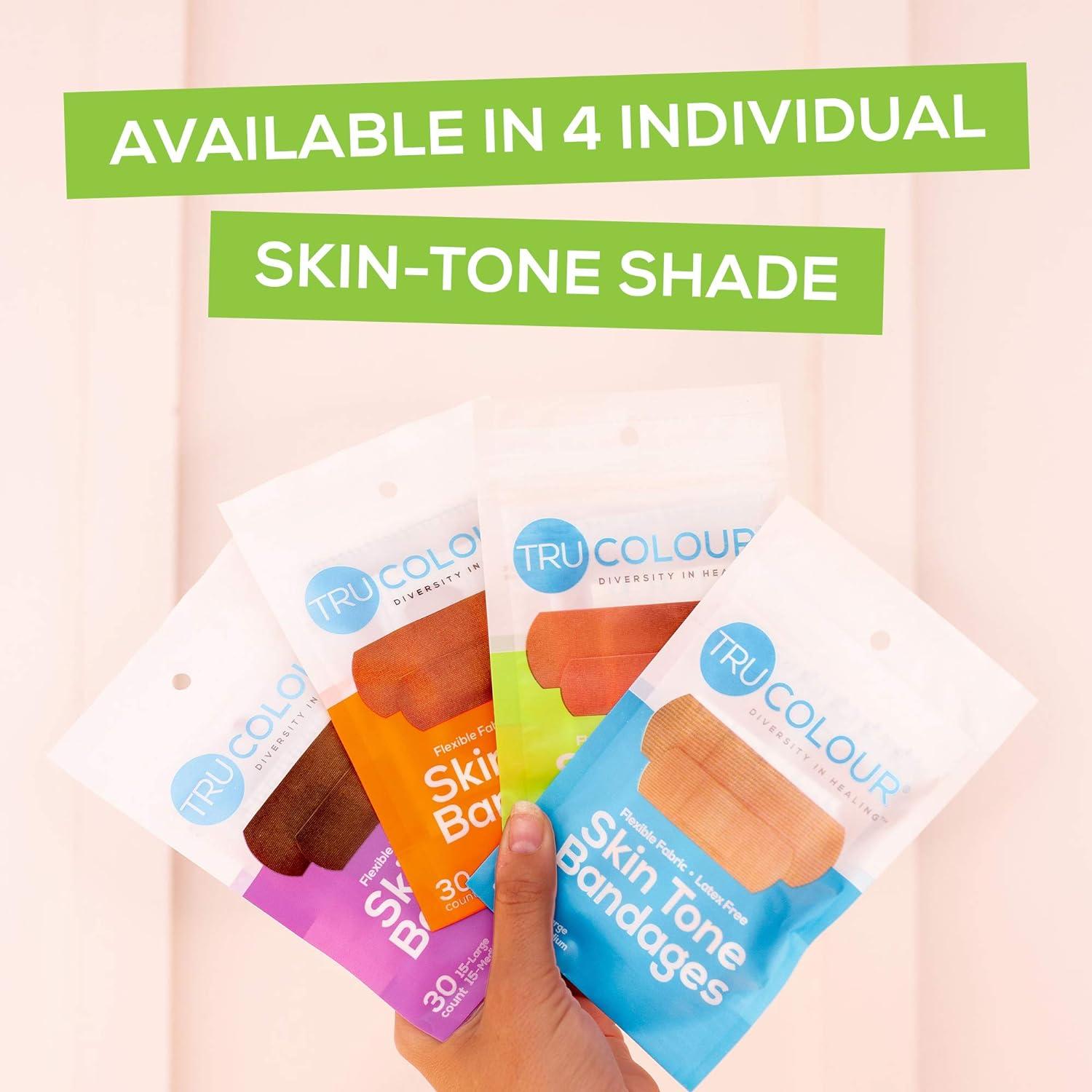 Tru-Colour Olive-Moderate Brown Skin Tone Bandages - 30-Count Green Bag ...