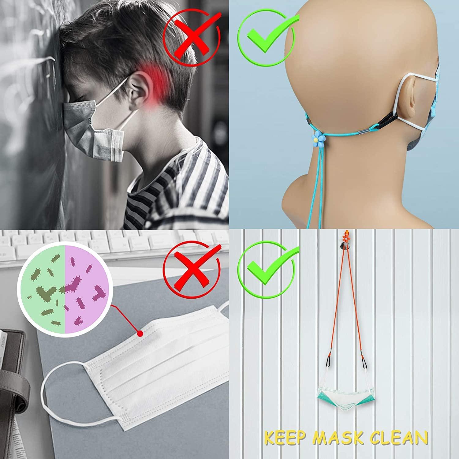 6-Color Pack Nylon Elastic Face Mask Ear Loop Extender Lanyards with ...