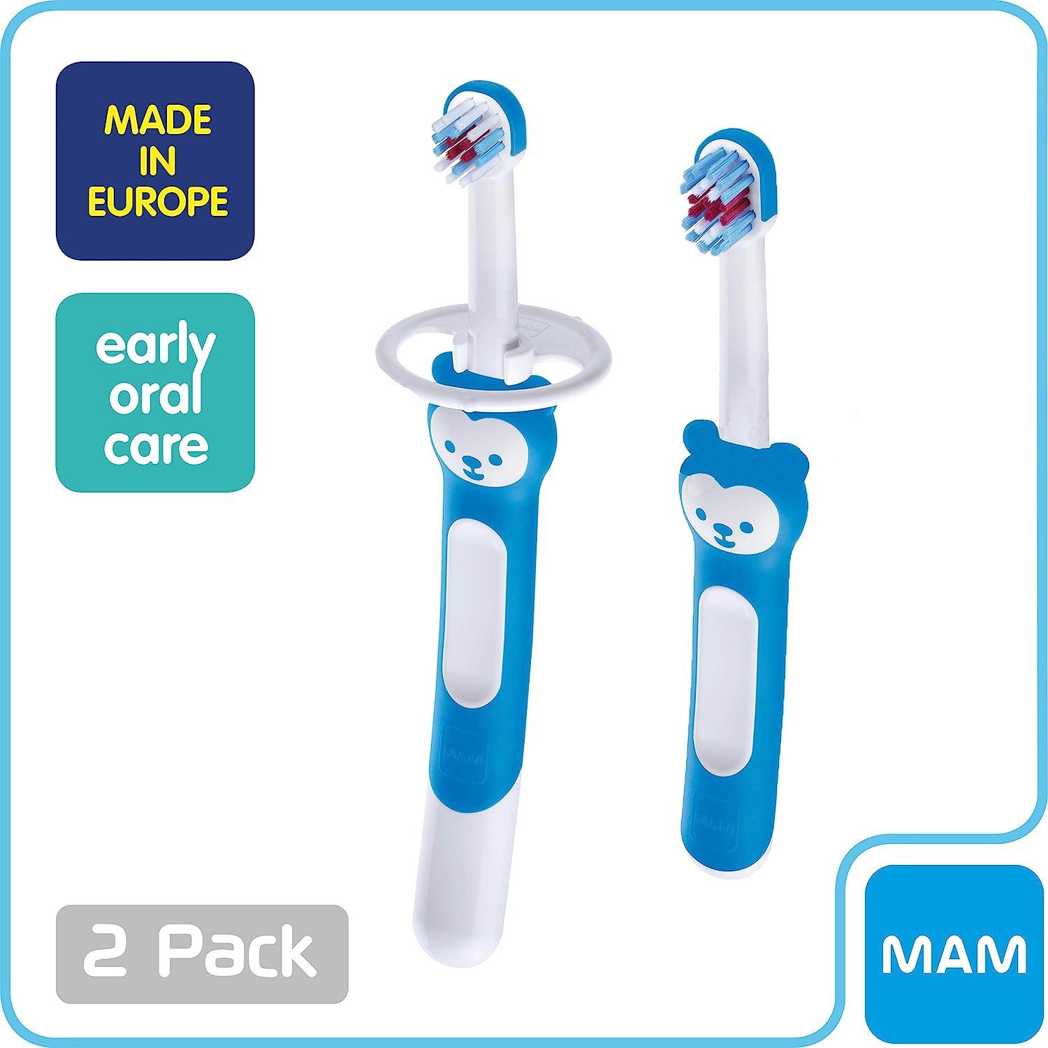 MAM Learn to Brush Set for Boys 5+ Months - Baby Toothbrushes with ...