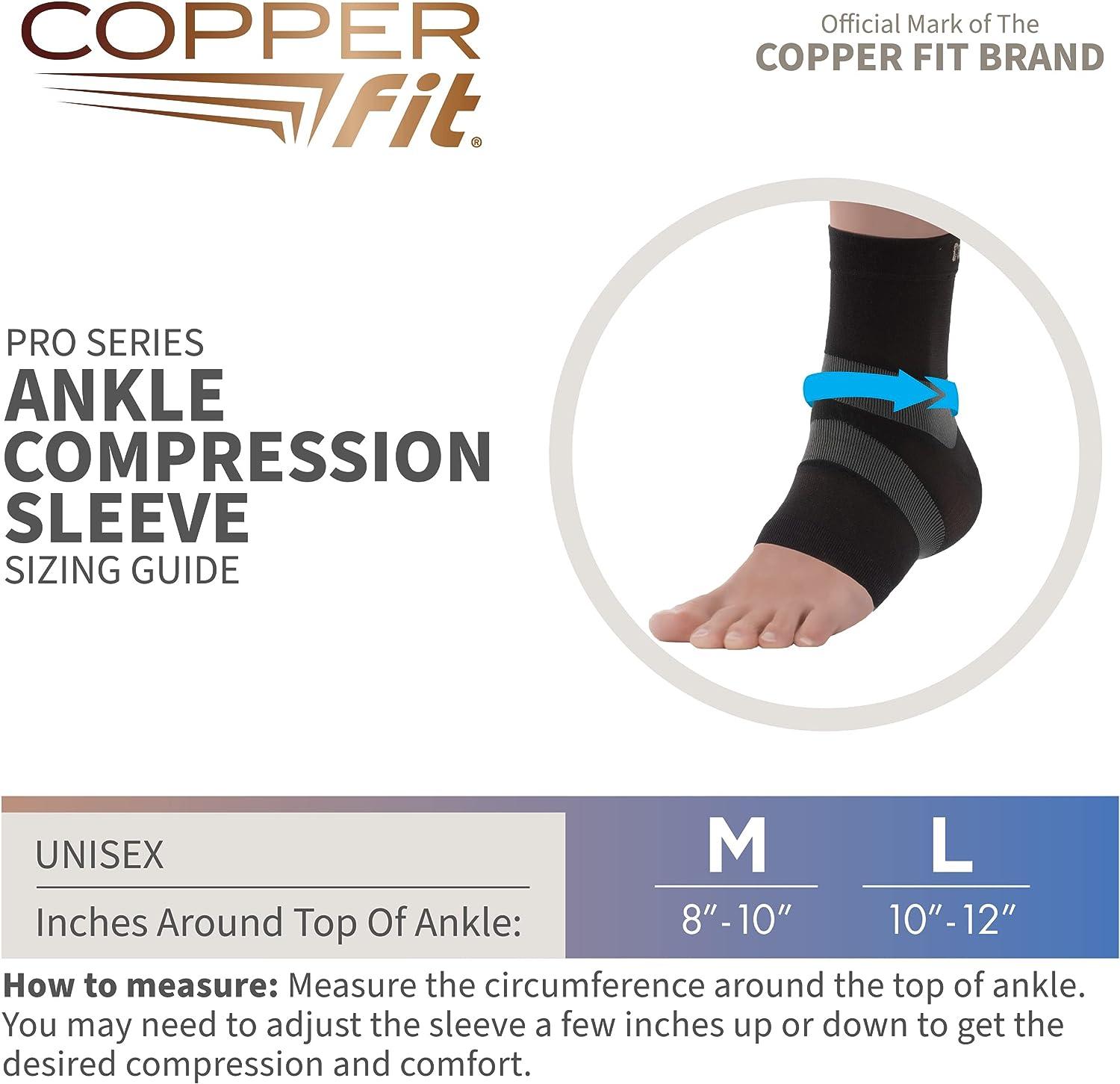 Copper Fit Pro Series Ankle Compression Sleeve - Large Black with ...