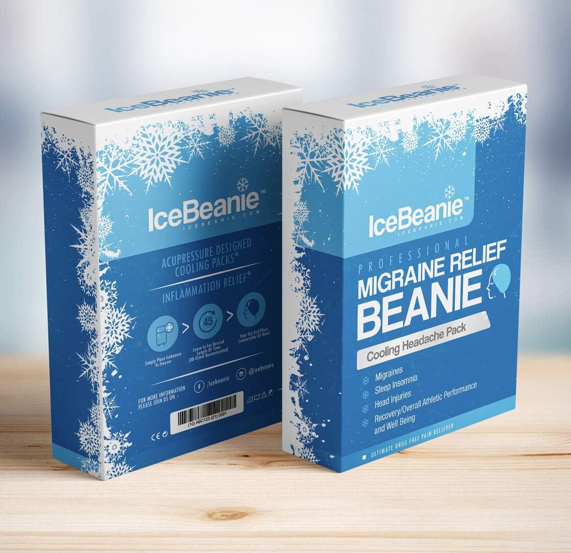 Ice Beanie Natural Migraine Relief - Acupressure Cold Pack Hat for ...