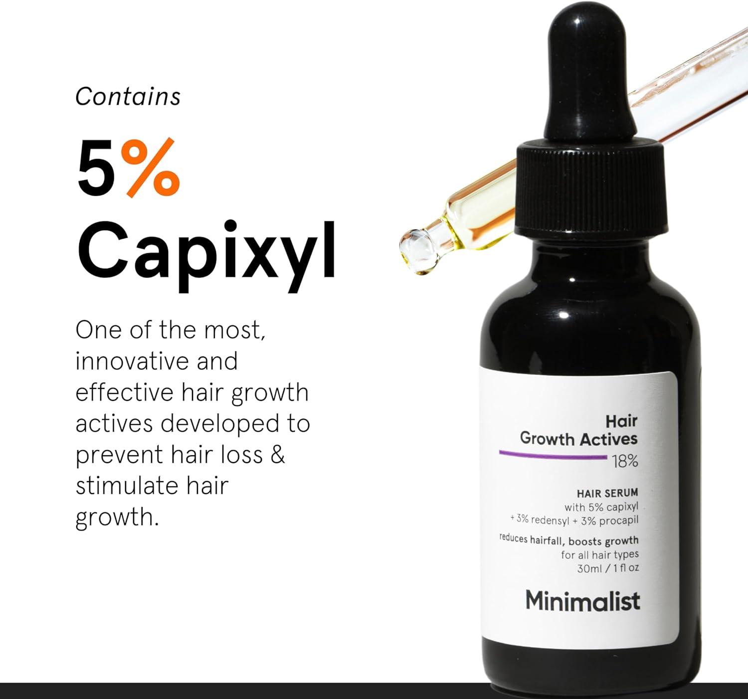 Minimalist 18% Hair Growth Serum with Procapil, Capixyl, Redensyl ...