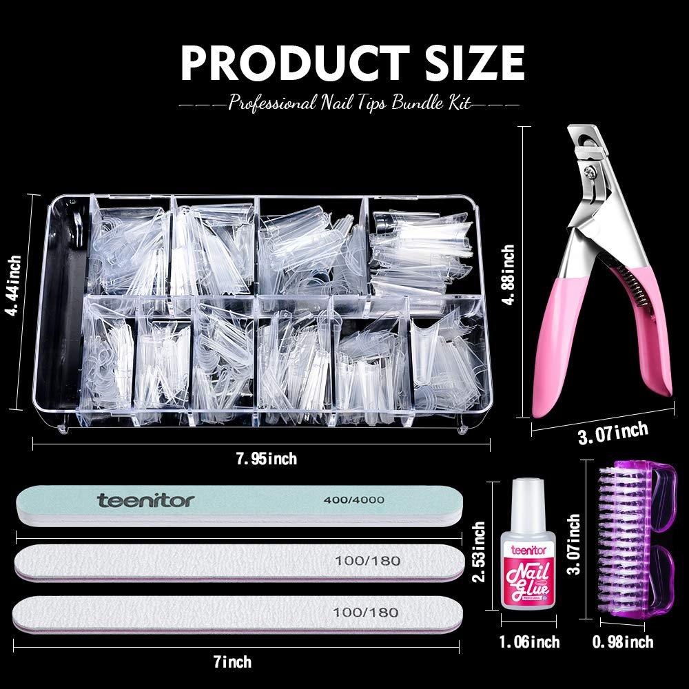 Teenitor 500 Pcs Clear French Nail Tips Kit with Nail Glue and Tools ...
