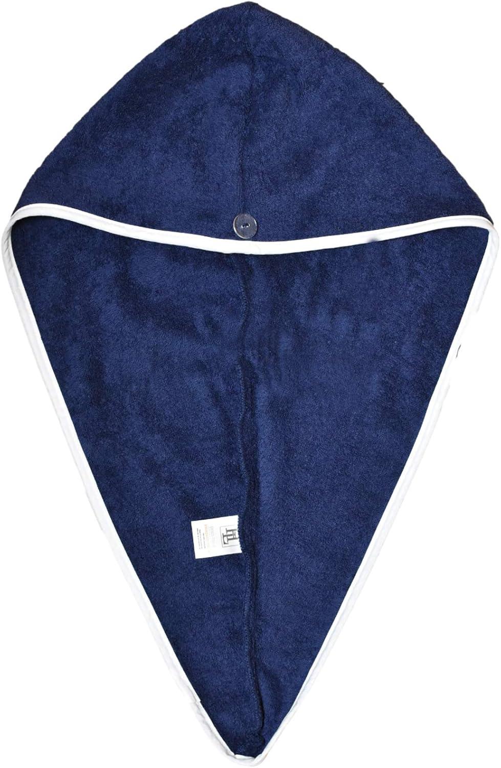 Homelevel 2x Terry Hair Turban with Button - Quick Drying 100% Cotton ...